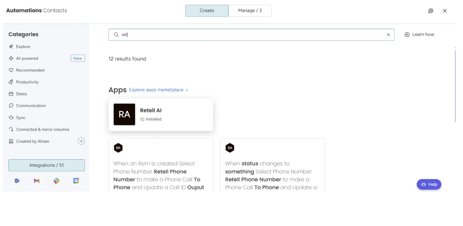 Retell AI — monday.com Integration – Codex Solutions International